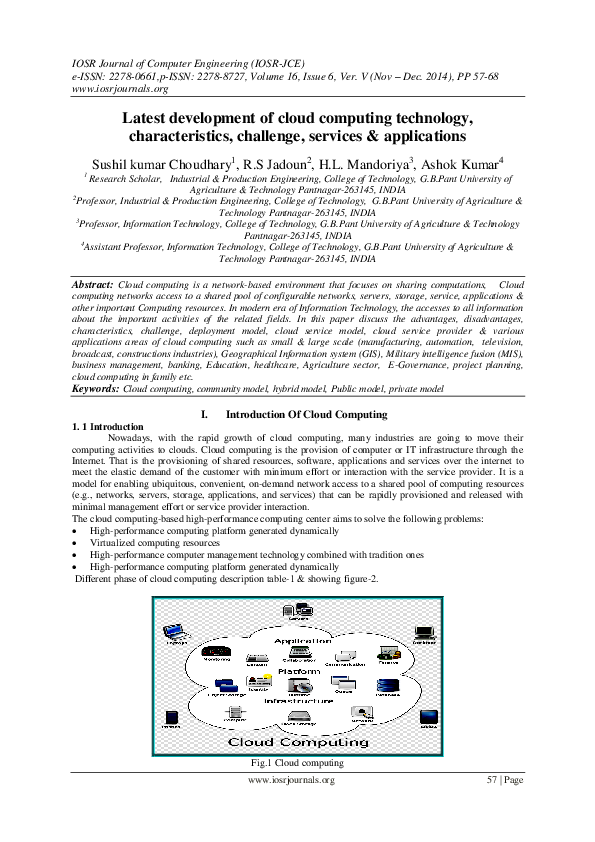 (PDF) Latest development of cloud computing technology, characteristics ...