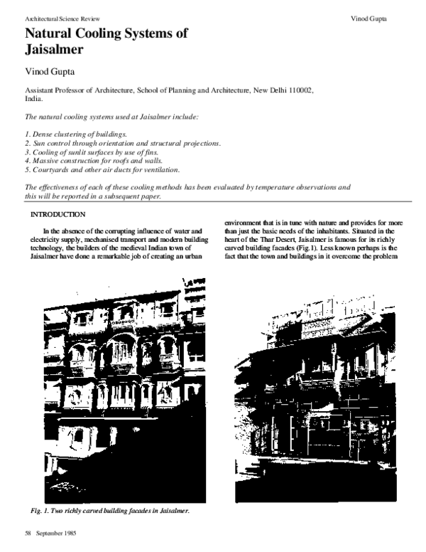 (PDF) Architectural Science Review Natural Cooling Systems of Jaisalmer