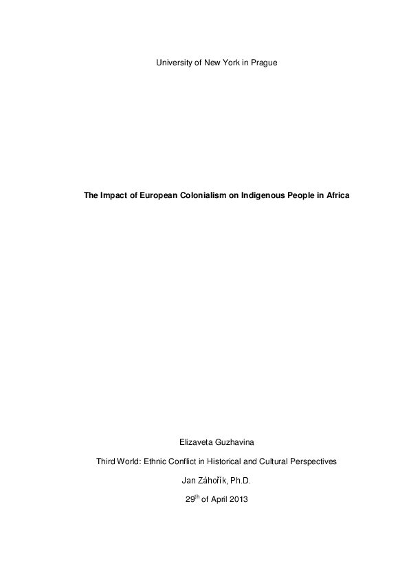(DOC) The Impact of European Colonialism on Indigenous People in Africa