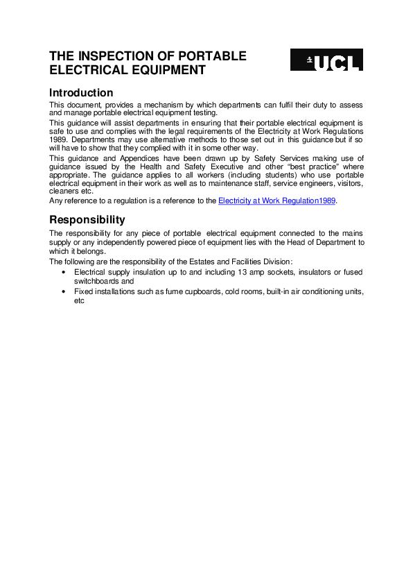 (PDF) THE INSPECTION OF PORTABLE ELECTRICAL EQUIPMENT