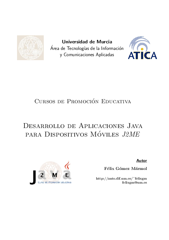 (PDF) Desarrollo de Aplicaciones Java para Dispositivos oviles J2ME