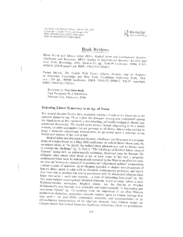 (PDF) A Review of: “Hillel Frisch and Efraim Inbar (Eds.). Radical ...