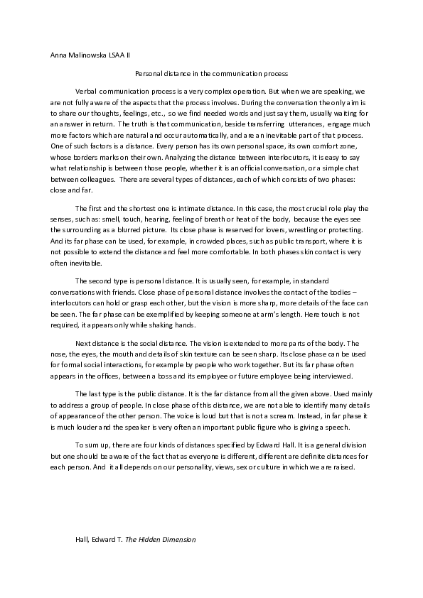 (DOC) Personal distance in the communication process