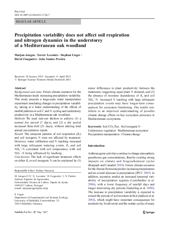 (PDF) Precipitation variability does not affect soil respiration and nitrogen dynamics in the ...