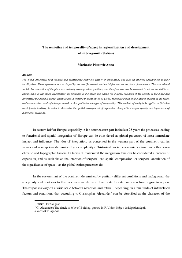 (PDF) The semiotics and temporality of space in regionalization and ...