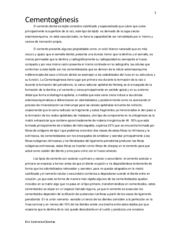 (DOC) Resumen cementogénesis