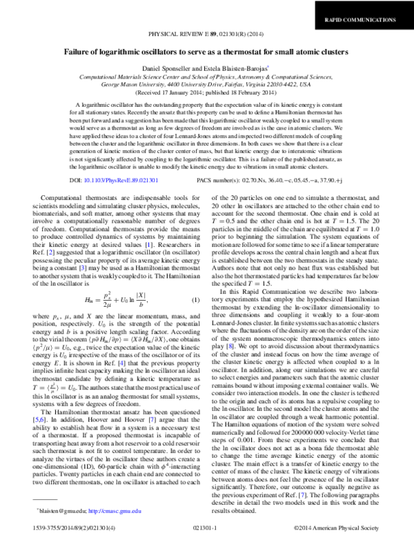 (PDF) Failure of logarithmic oscillators to serve as a thermostat for ...