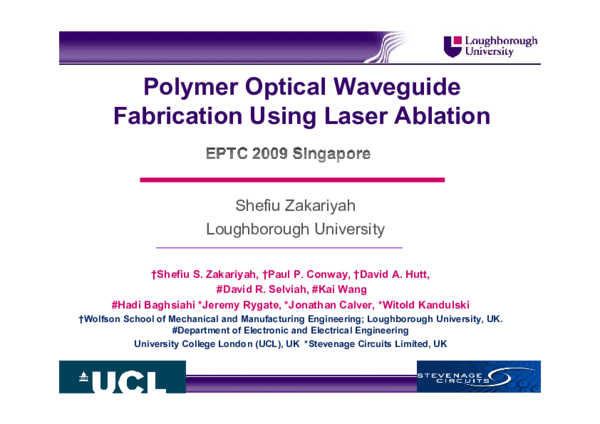(PDF) Polymer optical waveguide fabrication using laser ablation | Shefiu S. Zakariyah, PhD ...