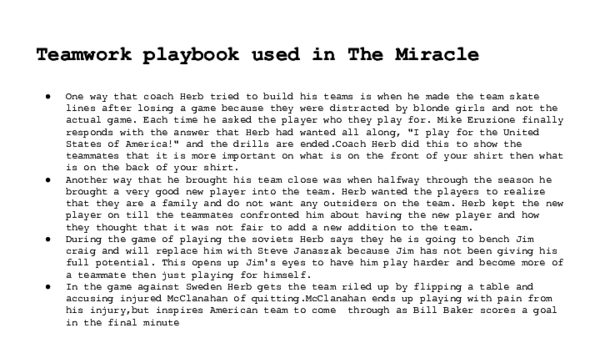 (PDF) Teamwork playbook used in The Miracle