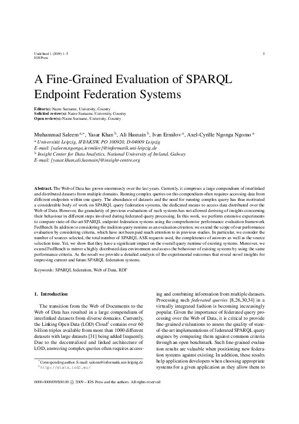 Pdf A Fine Grained Evaluation Of Sparql Endpoint Federation Systems