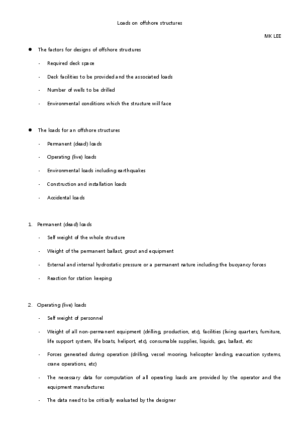 (DOC) Loads on offshore structures