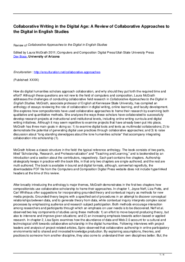 (PDF) Collaborative Writing in the Digital Age: A Review of ...