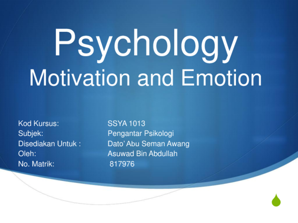 (PPT) MOTIVATION AND EMOTION