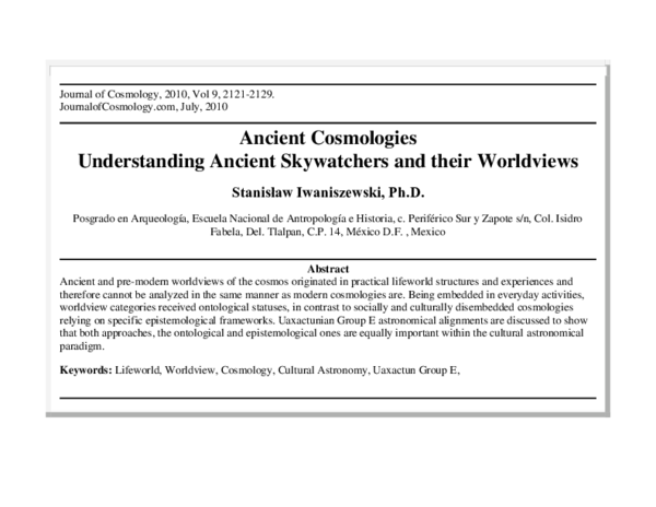(PDF) Ancient Cosmologies: Understanding Ancient Skywatchers and their ...