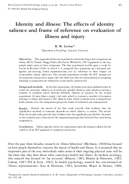 (PDF) Identity and Illness: The effects of identity salience and frame ...