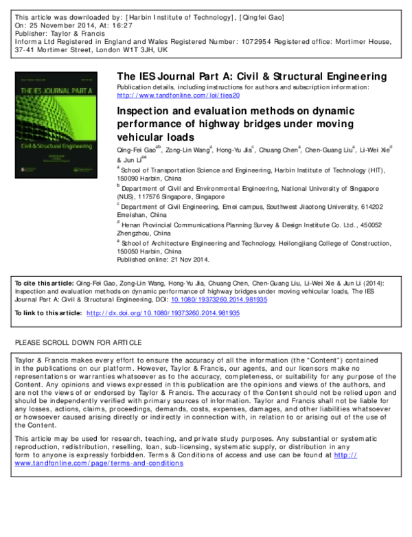 (PDF) Inspection and Evaluation Methods on Dynamic Performance of ...