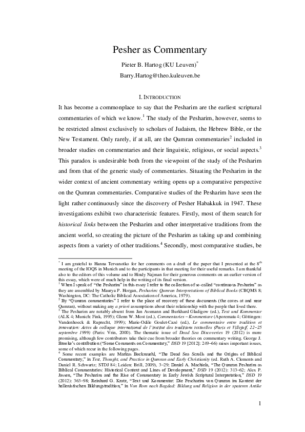 (DOC) Pesher as Commentary