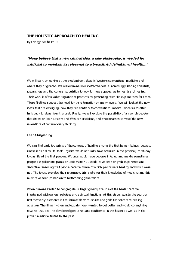 (PDF) Holistic Approach to Healing