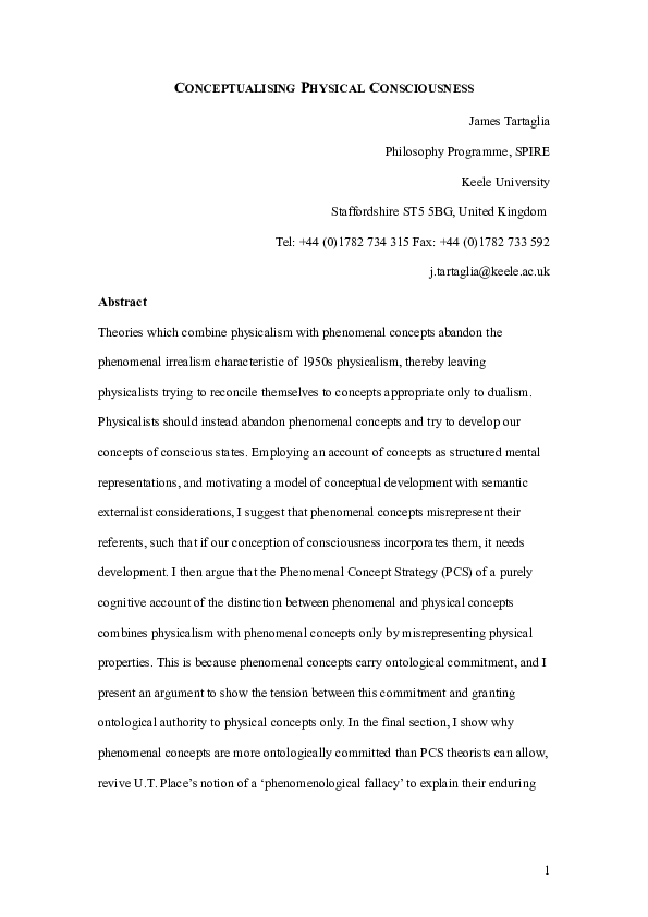 (DOC) Conceptualizing Physical Consciousness