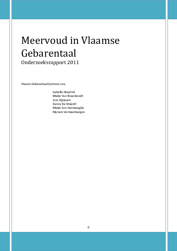 (PDF) Meervoud in Vlaamse Gebarentaal (Plural in Flemish Sign Language)