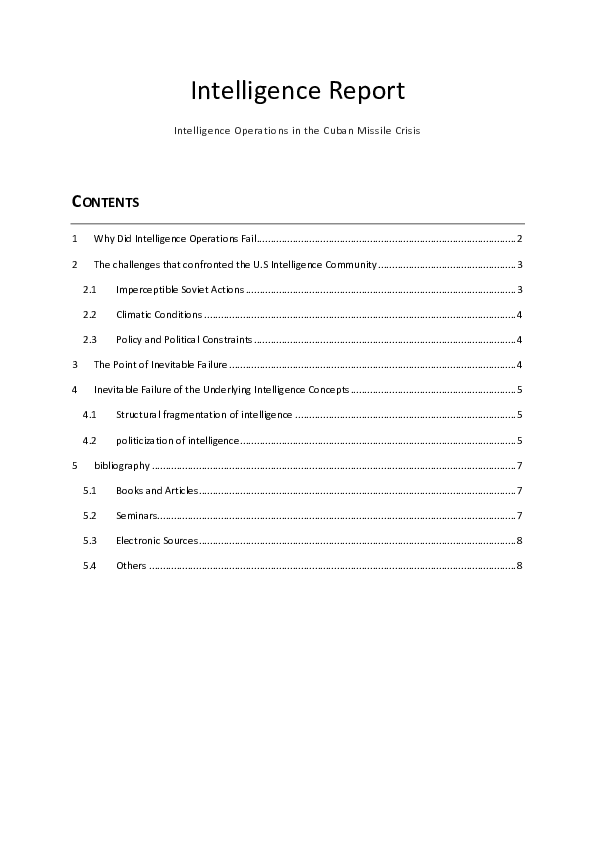 (DOC) Intelligence Report Intelligence Operations in the Cuban Missile ...