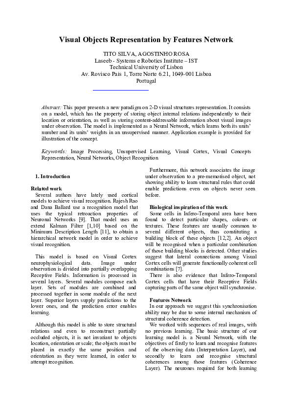 (PDF) Visual Objects Representation by Features Network