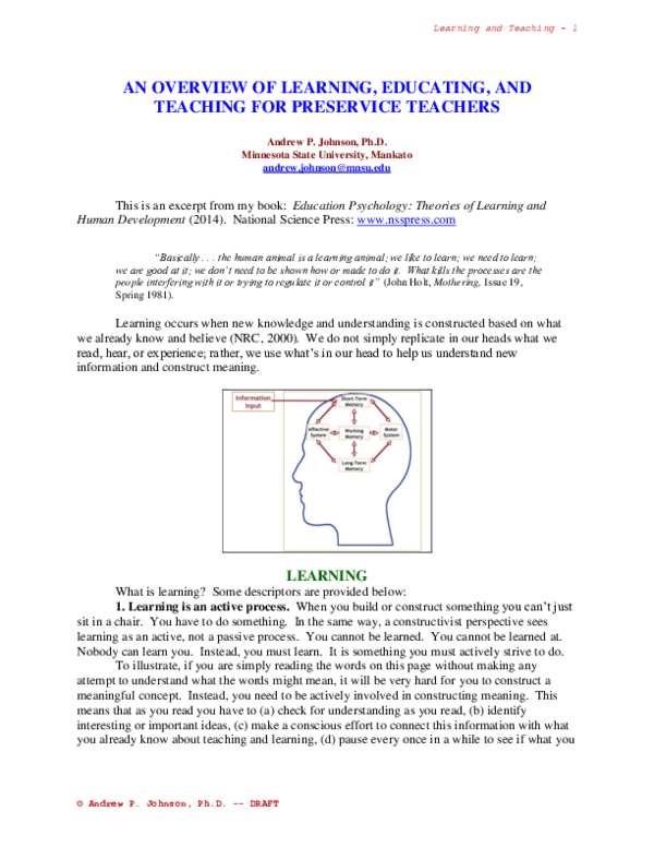 (PDF) LEARNING, EDUCATING, AND TEACHING