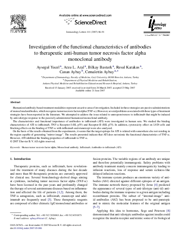 (PDF) Investigation of the functional characteristics of antibodies to therapeutic anti-human ...
