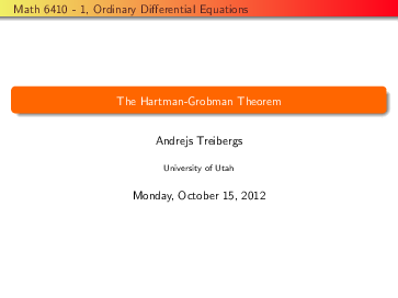 (PDF) Math 6410 -1, Ordinary Differential Equations The Hartman-Grobman ...