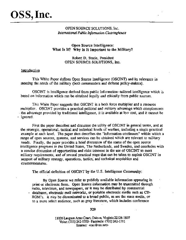 (PDF) 1997 OSINT What Is It Why Is It Important to the Military (White ...
