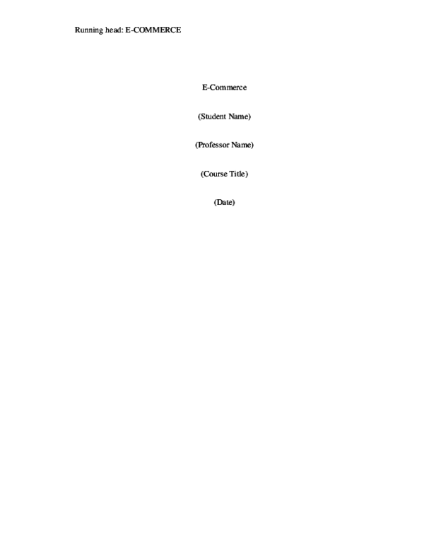 (DOC) E-Commerce (Student Name) (Professor Name