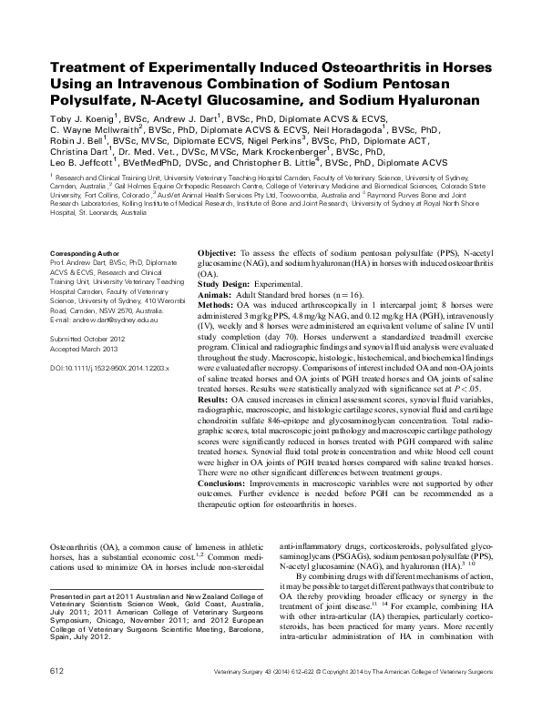 (PDF) Treatment of Experimentally Induced Osteoarthritis in Horses ...