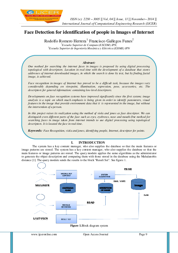 (PDF) Face Detection for identification of people in Images of Internet