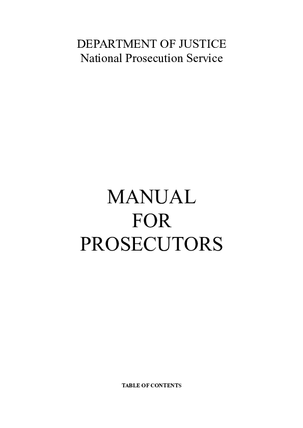 (DOC) DEPARTMENT OF JUSTICE National Prosecution Service