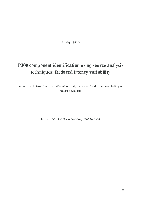 (PDF) P300 component identification using source analysis techniques: Reduced latency variability