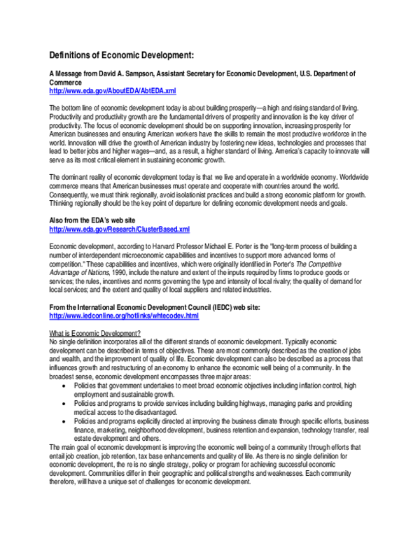(PDF) Definitions of Economic Development