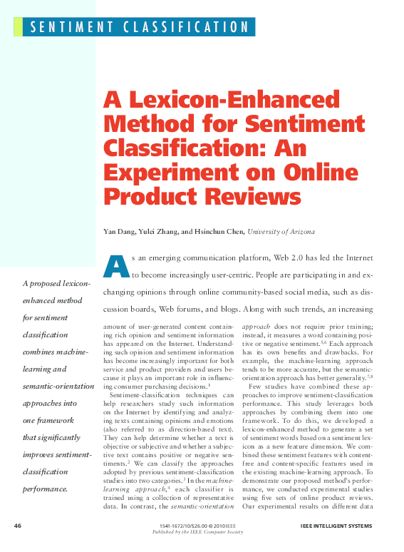 (PDF) A Lexicon-Enhanced Method for Sentiment Classification: An ...