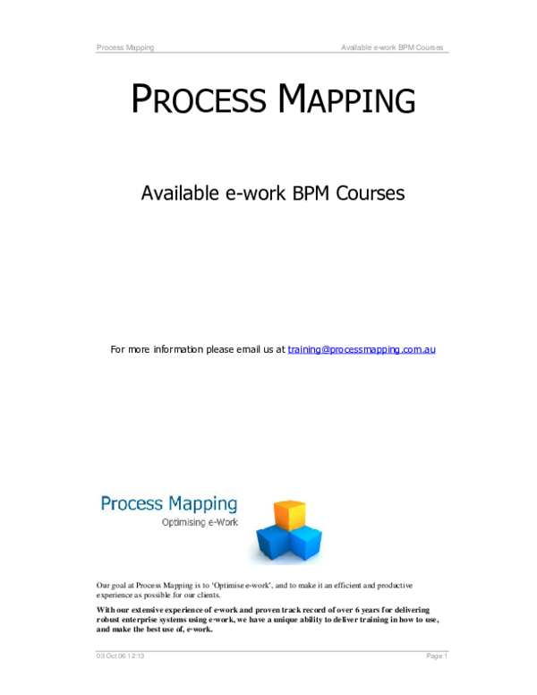 (PDF) Process Mapping Available e-work BPM Courses