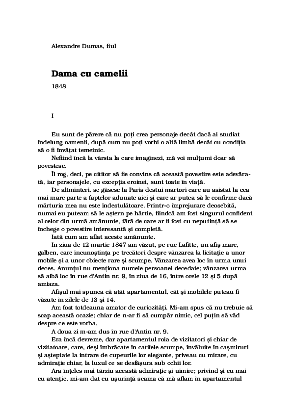 (DOC) Dumas Alexandre fiul Dama cu camelii