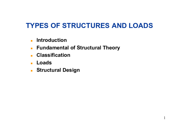 (PDF) Fundamental of Structural Theory ! Classification ! Loads ...