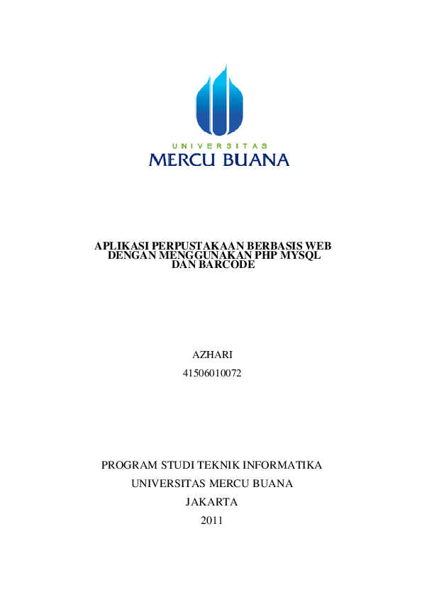 Pdf Aplikasi Perpustakaan Berbasis Web Dengan Menggunakan Php Mysql Dan Barcode
