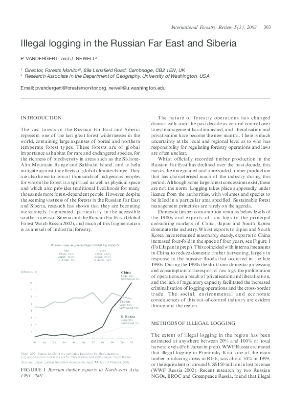(PDF) Illegal logging in the Russian Far East and Siberia