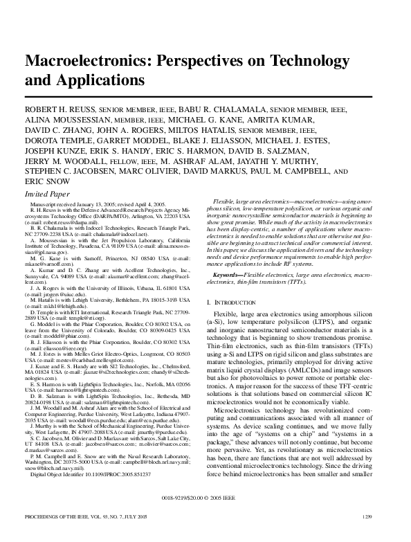 (PDF) Macroelectronics: Perspectives on Technology and Applications