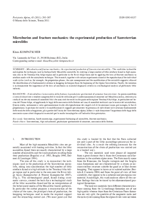 (PDF) Microburins and fracture mechanics: the experimental production ...