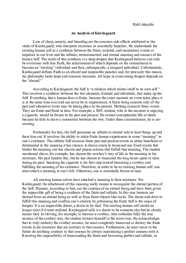 (DOC) Kierkegaard - Despair, Infinite Resignation and Faith