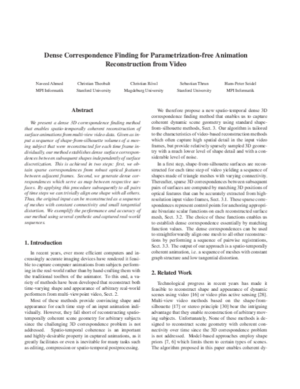 Pdf Dense Correspondence Finding For Parametrization Free Animation