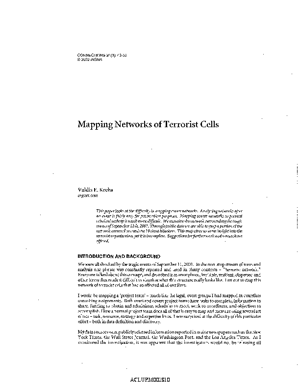 (PDF) Mapping networks of terrorist cells