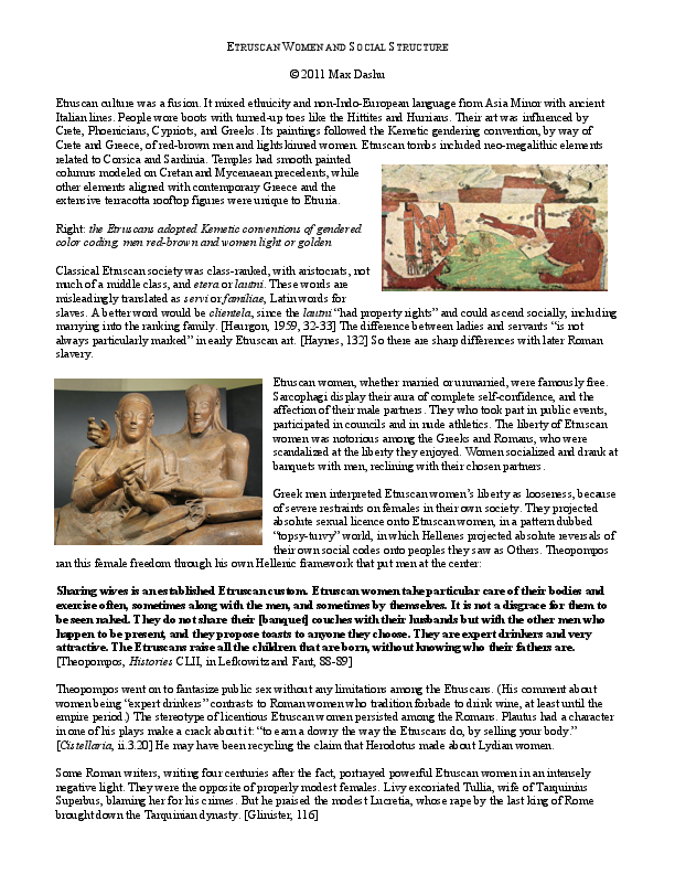 (PDF) Etruscan Women and Social Structure