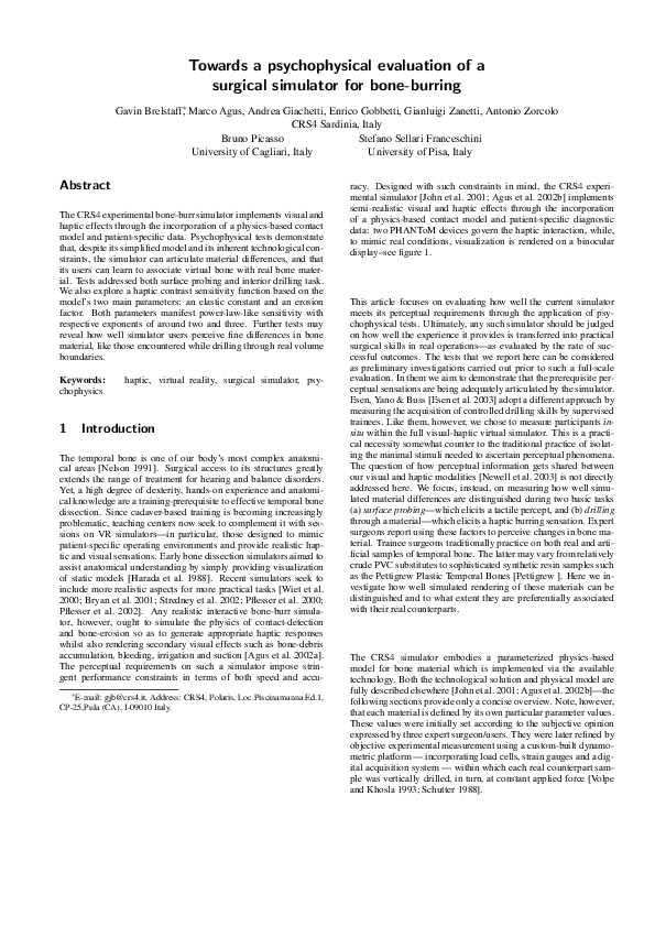 (PDF) Towards a psychophysical evaluation of a surgical simulator for ...