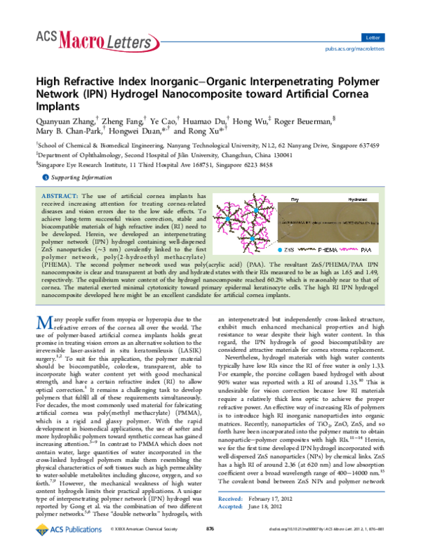 High Refractive Index Inorganic−Organic Interpenetrating Polymer ...